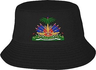 Generic Chapeau De Godet Armoiries DHa&iuml;ti Logo Chapeau De P&ecirc;che &Agrave; Large Bord Pliable Bonnet Soleil, pour Le Camping, Plage, La Randonn&eacute;e, 56-58cm