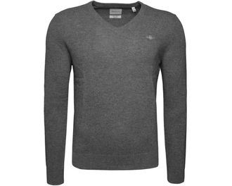 GANT Strickpullover Extrafine Lambswool V-Neck Herren Strickpulli, Wollpullover, Feinstrick, Grobstrick, Kuschelpullover