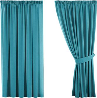 H.VERSAILTEX Gardine blickdichte, Petrol VerdunkelungsGardine mit Kräuselband, Energiespar & Wärmeisolierend, 2 Stück 137 cm x 116 cm (H x B), 2er-Set