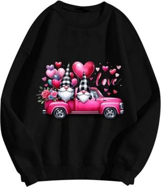 Generic Sweat-shirt d&eacute;contract&eacute; &agrave; col rond pour homme et femme pour la Saint-Valentin 2026, Noir, XXL