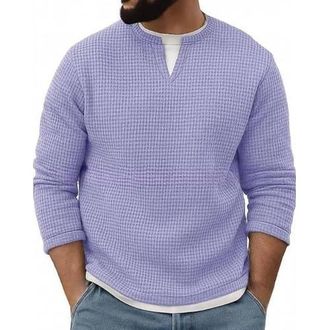 Generic DENGJIAMY Sweats gaufrés pour hommes, grande taille, tendance, décontracté, col rond, chemise dautomne à manches longues, vêtements de couleurs contra