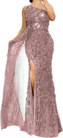 ORANDESIGNE Robe de Soiree Femme Longue Sexy Fente VolantéE éPaules DéNudéEs Robes De SoiréE sans Manches Elégant Dos Nu Dress de Soirée Cérémonie Cocktail Mariag