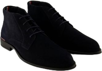 Tommy Hilfiger Herren Low Boot Stiefel Suede mit Schn&uuml;rsenkeln, Blau (Desert Sky), 40