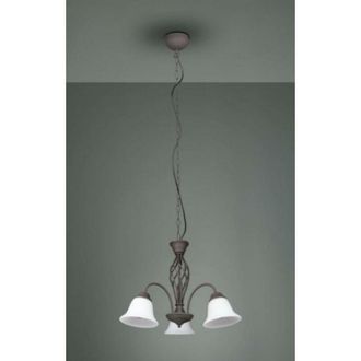 Trio Lustre 3xe14 max 40w metal rouille abat jour verre blanc rustica 50215972 50215972 50215972 50215972 50215972