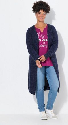 Janet & Joyce Strickjacke Long-Strickjacke offene Form Grobstrick