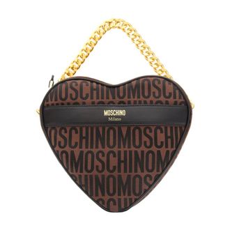 Moschino Femme, Sacs, Brun, Taille: ONE Size Logo Heart Bag