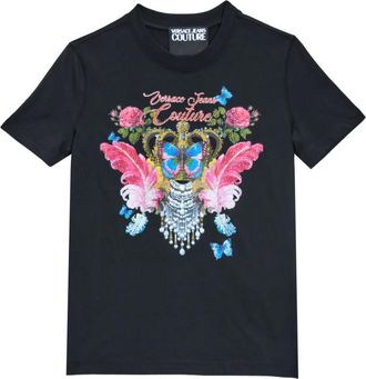 Versace Jeans Couture Femme, Tops, Noir, Taille: 40 FR T-Shirt Butterfly Curiosite