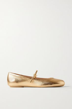 Gianvito Rossi Carla Mary-jane-ballerinas Aus Leder In Metallic-optik - Gold