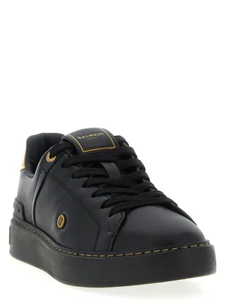 Balmain Womens Black Lamb Leather Low Top Sneakers