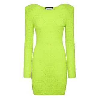 Philipp Plein Fluo Knit Mini Dress Monogram - - Dresses - Damen - Gelb - XS