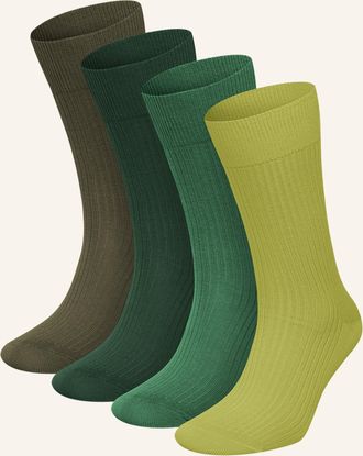 DillySocks Dillysocks 4er-Pack Socken Premium Ribbed Collection gruen
