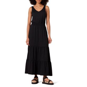 Amazon Essentials Damen Ärmelloses Sommer-Maxikleid mit elastischer Taille (erhältlich in Übergröße), Schwarz, XL