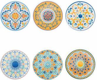 Villa D'Este Home Tivoli Platzteller Ø 33 cm aus Kunststoff PP, Sizilien, 6 Stück