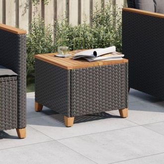 vidaXL Vidaxl - Table de jardin noir 45x45x37 cm r&eacute;sine tress&eacute;e et bois acacia