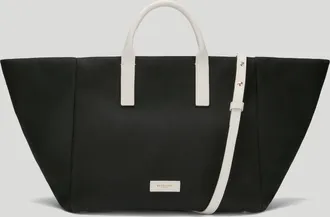 DeMellier Le Cabas Lisbonne Toile Noire Off-White Lisse DeMellier