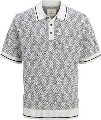 Jack & Jones Jprblucody Structure Knit Polo SS, Bleu Jeans foncé, M Hommes