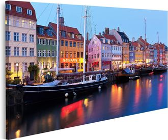 Islandburner Bild auf Leinwand Abendliches Panorama Nyhavn Kopenhagen Dänemark Bilder Wandbilder Poster