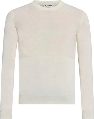 Jil Sander L&auml;ssiger wei&szlig;er Wollpullover - - Sweatshirts & Hoodies - Herren - Beige - M