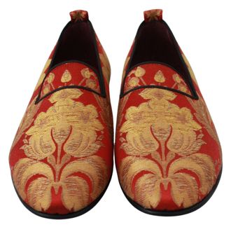 Dolce & Gabbana Mens Embroidered Silk Brocade Loafer Rayon Linen