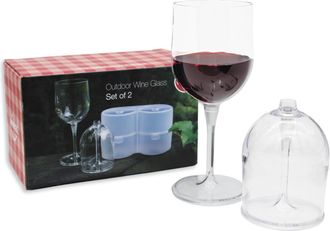 Winkee 2er Weingläser To Go - Gläser Set I Camping Zubehör I Geschenke für Frauen I Plastik-Weinglas BPA frei - ca. 320 ml