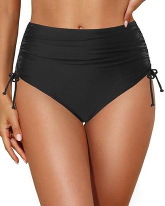 Holipick Bas de bikini taille haute pour femme - Contr&ocirc;le du ventre - Couverture compl&egrave;te - Tankini, noir, Taille XL