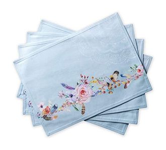 Maison d'Hermine Ibiza Lot de 4 Sets de Table 100% Coton pour la Table &agrave; Manger, la Cuisine, Les Mariages, la Vie Quotidienne, Les d&icirc;ners, Le Printemps/&eacute;t&eacute; (33cm x 48c