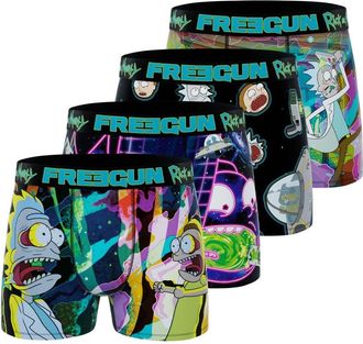 Freegun Unterhosen M&auml;nner Rick and Morty, Boxershorts Herren, Besorgt, Atmungsaktiv (4er Pack), Gr&uuml;n, L