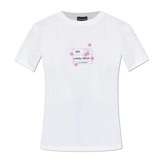 Emporio Armani ASV Jersey T-Shirt mit Adler-Print - - Tops - Damen - Wei&szlig; - L
