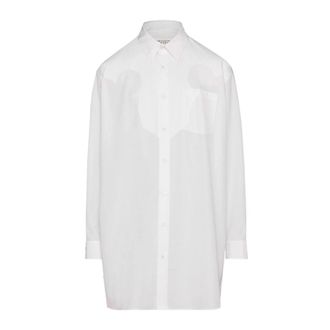 Maison Margiela Oversized Baumwoll-Popeline-Hemd mit Westernpasse - - Blouses & Shirts - Damen - Wei&szlig; - 2XS