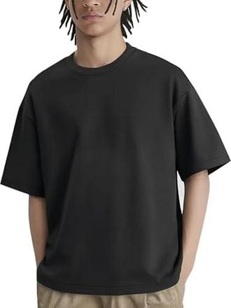 Generico Boxy Fit - T-Shirt Over Made in Italy pour homme | Coton peign&eacute; 180 g anti-boulochage | Tour d&eacute;paule gliss&eacute;e | Unisexe Streetwear Casual, Plomb, Small