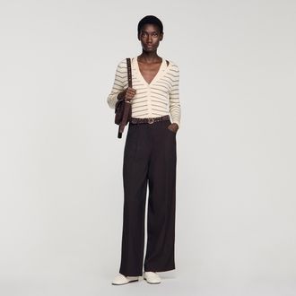 Sandro Gestreifter Rippstrick-Cardigan