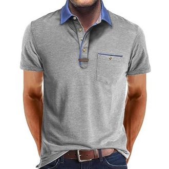 Generic Polo Homme &Eacute;t&eacute; Revers Manches Courtes T-shirt D&eacute;contract&eacute; Confortable Chemise, gris, 3XL