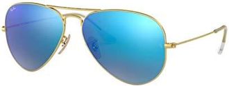 Luxottica Ray-ban MOD/Rb3025 Lunettes de soleil pour homme et femme Monture dor&eacute;e Verres miroir bleus 58 mm