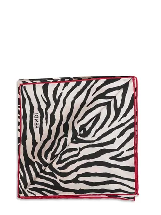 Fendi Womens Silk Scarf Tiger Animalier Multicolour Scarfs