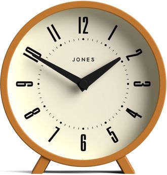 Jones Clocks Venus schreibtischuhr | Modernes rundes Design | Senfgelb | Stilvoller retrolook f&uuml;r Regal, Tisch, kaminsims oder nachttisch