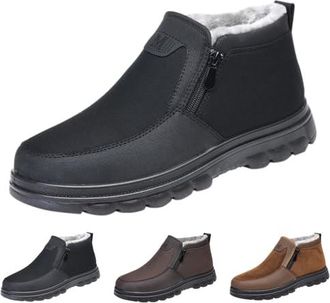 Generic Bottes dhiver doubl&eacute;es de fourrure pour homme avec fermeture &eacute;clair antid&eacute;rapante - Soutien de la vo&ucirc;te plantaire - Chaussures dhiver confortables de 