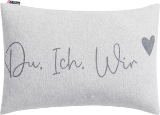 David Fussenegger Kissenhülle Silvretta Du Ich Wir 40 x 60 cm Filz - Hellgrau