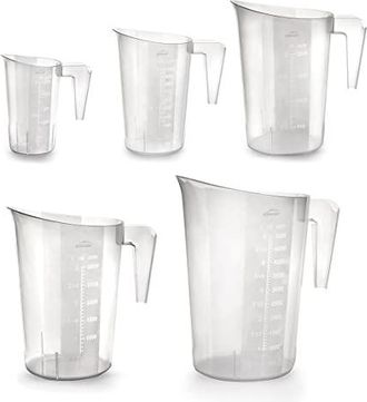 Lacor Lacor - 67215 - Set mit 5 Messbecher, Messbecher, Flüssigkeitsmesser, Polypropylen, BPA-frei, Maße: 0,5-1 - 2-3 - 5 L
