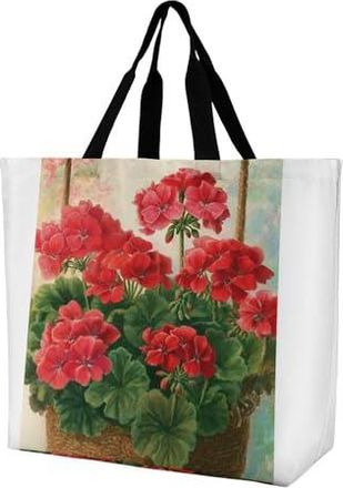 Generic G&eacute;raniums Rouges Sac Courses R&eacute;utilisable Sacs Pliable Sac Cabas Pour Quotidienne Shopping Gym