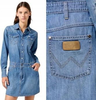 Wrangler Ls Denim Dress Robe d&eacute;contract&eacute;e, Ultra Marine, M Femmes