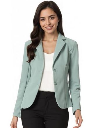 Allegra K Blazer Femme de Business &agrave; Col Revers Veste de Costume &agrave; Manches Longues Pois Vert L
