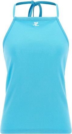 Courr&egrave;ges Femme, Tops, Bleu, Taille: 38 FR Contrast Tie-Back Tank Top