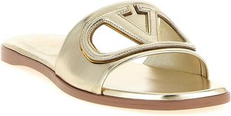 Valentino Garavani VLogo Laminated Calfskin Slide - Gold
