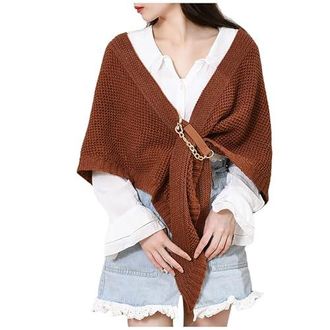 Generic Echarpe Femme Foulard Femme &Eacute;charpe parfaite pour la ville Triangle Grand Motif Creux Hiver Accessoire Mode Cape D&eacute;contract&eacute;e