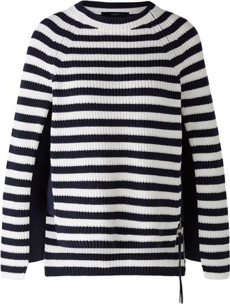 Oui Damen Pullover RUBI reine Baumwolle gerade geschnitten Gestreift