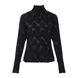 Ganni Plissiertes Langarm-Top - - Tops - Damen - Schwarzk - S