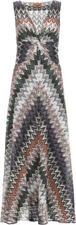 Missoni Femme, Robes, Multicolore, Taille: 40 FR Robe Longue Sans Manches avec Col &agrave; Nouer