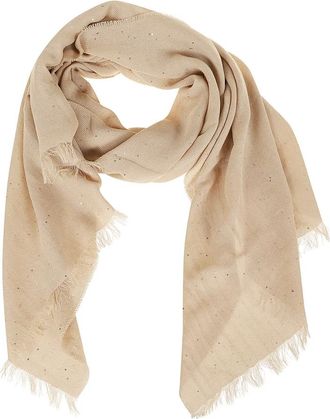 PESERICO Femme, Accessoires, Beige, Taille: ONE Size &Eacute;charpe &agrave; franges et sequins