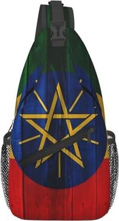Generic Drapeau Rustique En Bois De L&Eacute;thiopie Sac &Agrave; Bandouli&egrave;re L&eacute;ger Sacoche Epaule Multifonctionnel Sac Banane Pour Quotidien Excursion Randonn&eacute;e