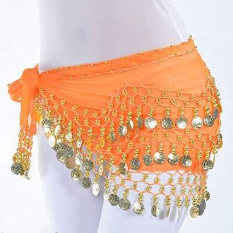 Generic Ceinture Femme - Ceinture Sash pour Danse du Ventre avec &Eacute;l&eacute;gant et 128 Pi&egrave;ces Argent&eacute;es pour une Magnifique